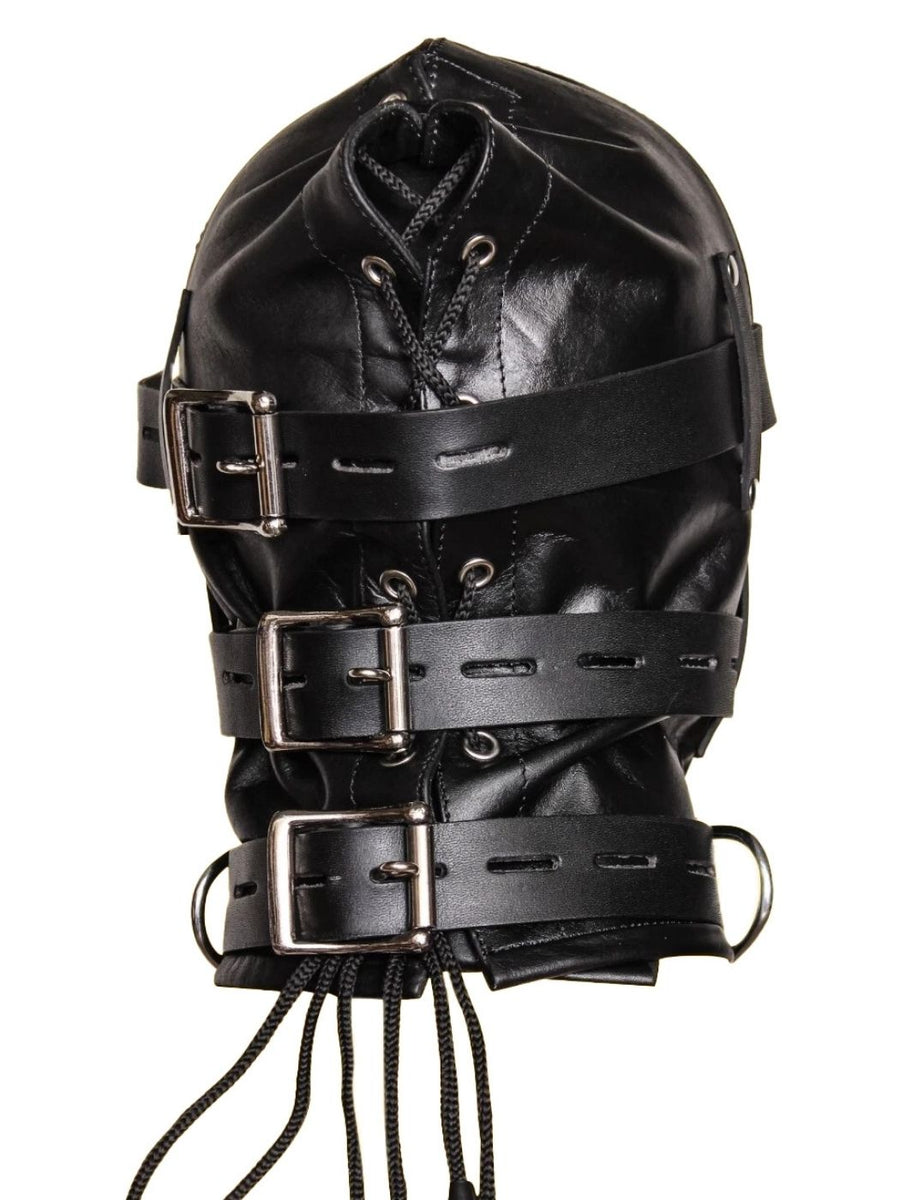 Leather Gag Hood Mask – Gimp Style Bondage Gas Mask Hood – LeatherGear